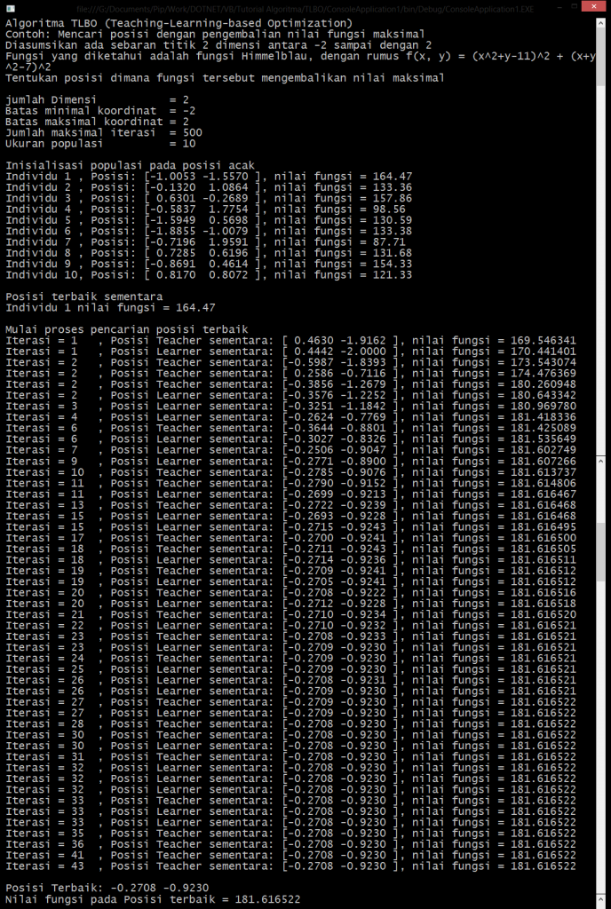 Algoritma TLBO (Teaching-Learning-based Optimization) - Pip Tools