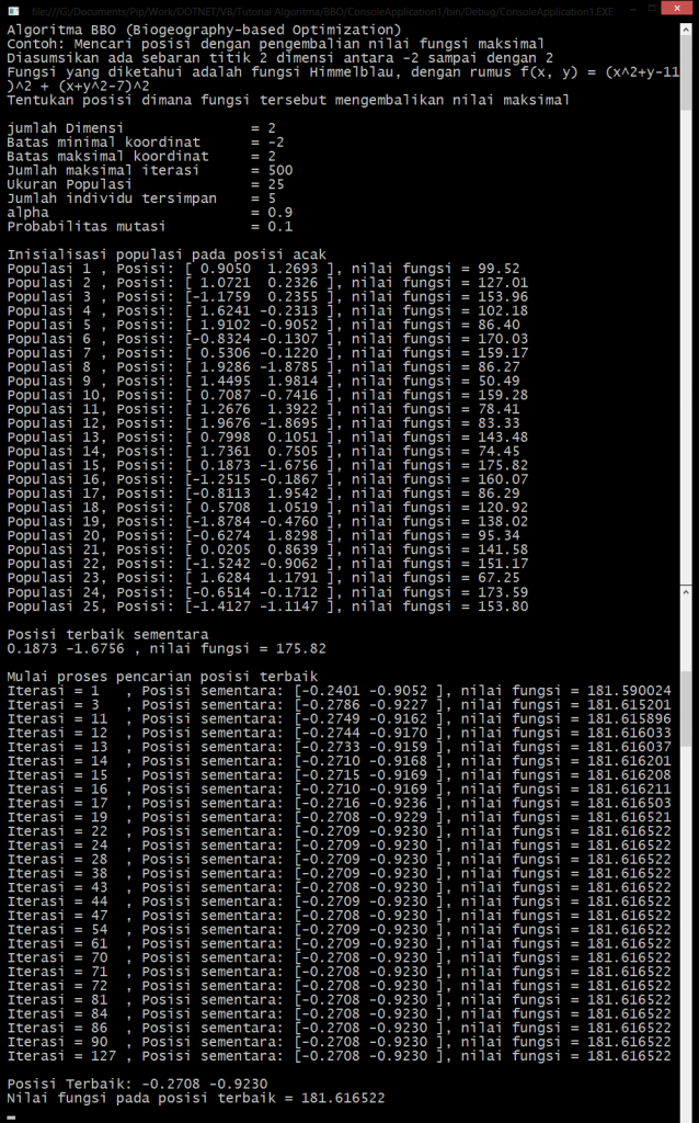 Algoritma BBO (Biogeography-based Optimization) - Pip Tools